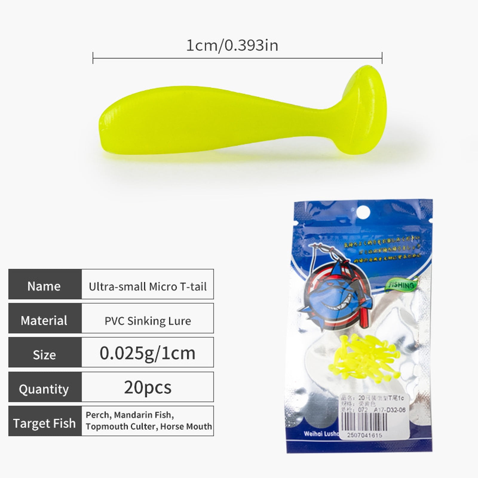 20-Piece Micro T-Tail Soft Baits, Artificial Lures for Bass, Perch and ...