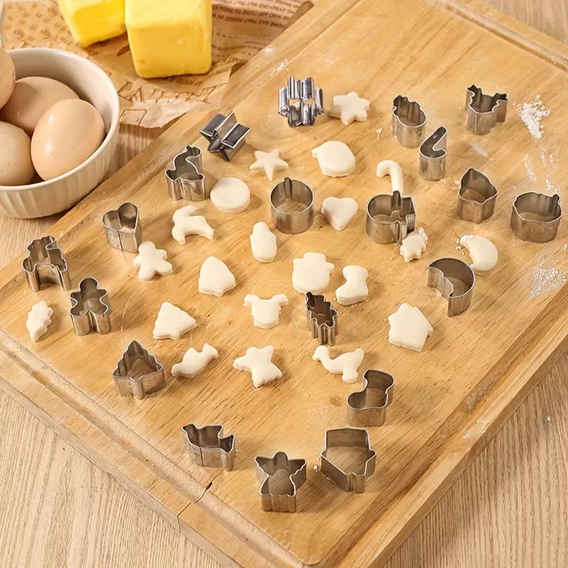 20-Piece Mini Christmas Cookie Mold Set - Stainless Steel Baking Molds ...