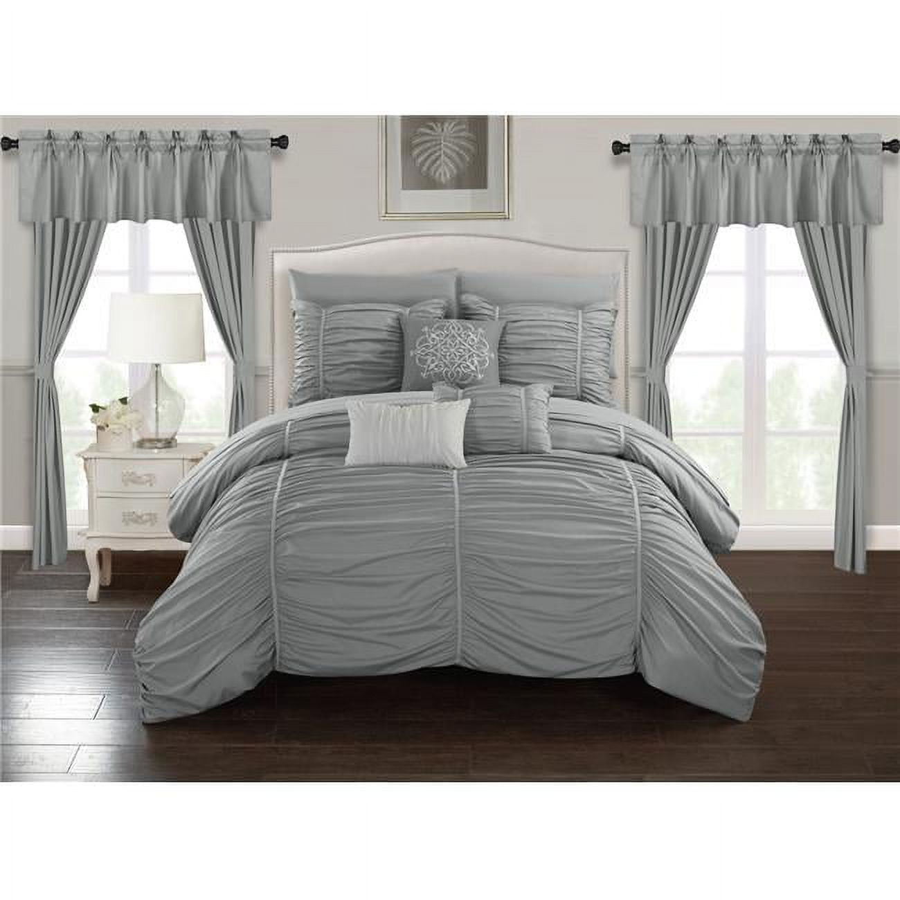 20 Piece Oviedo Comforter Set Ruffled Ruched Designer Bed in A Bag ...