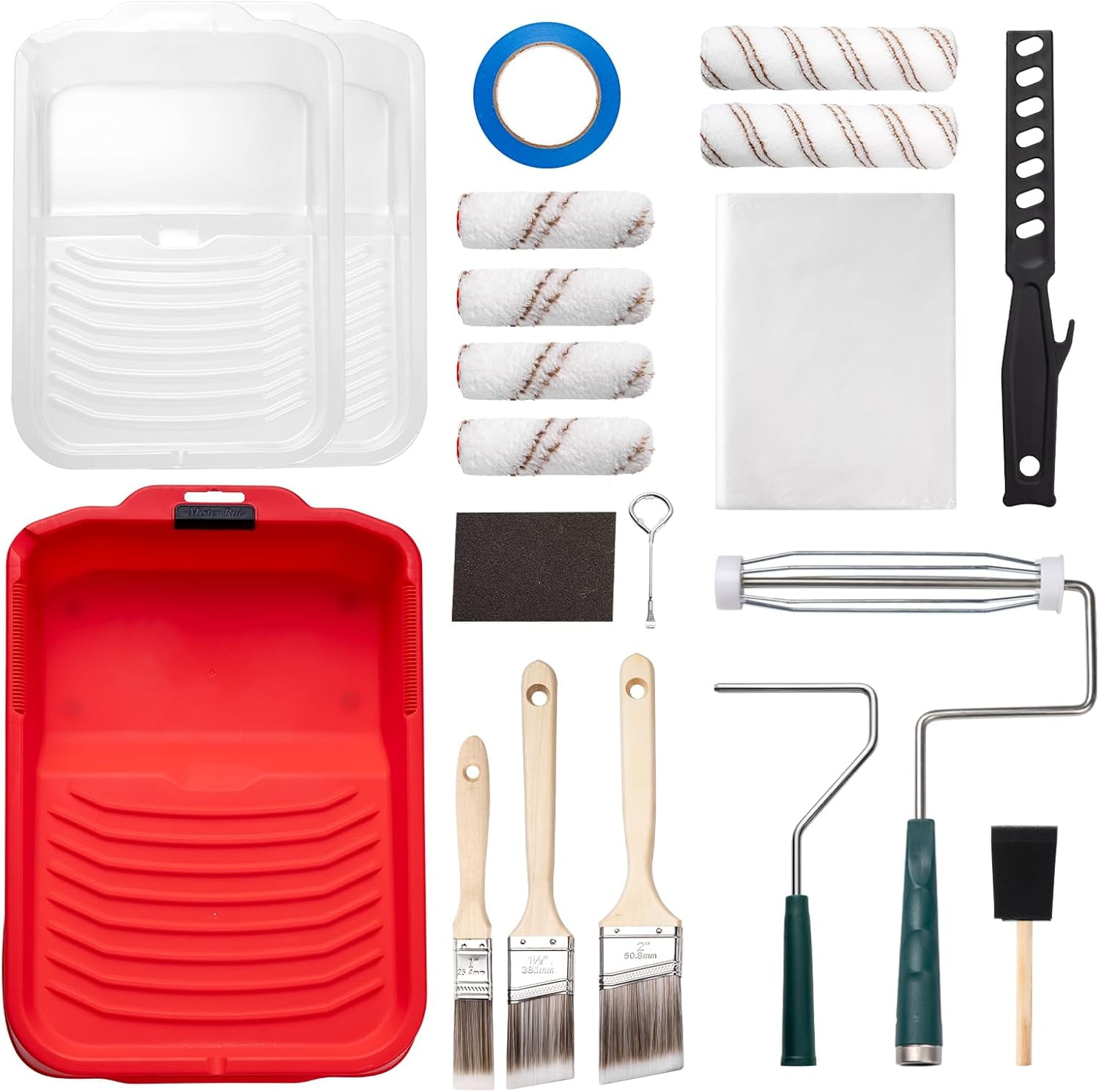 20-Piece Paint Roller Kit, 9 Inch and 4 Inch Microfiber Roller Set with ...