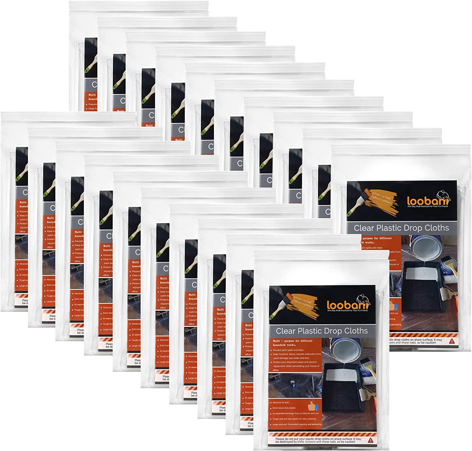 20 Piece Painter Plastic Drop Cloths, Waterproof Anti-dust Furniture ...