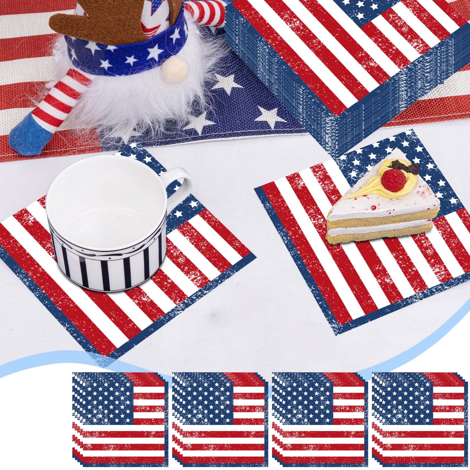 20-Piece Patriotic Party Decorations Set - Red, White & Blue Paper Cups ...