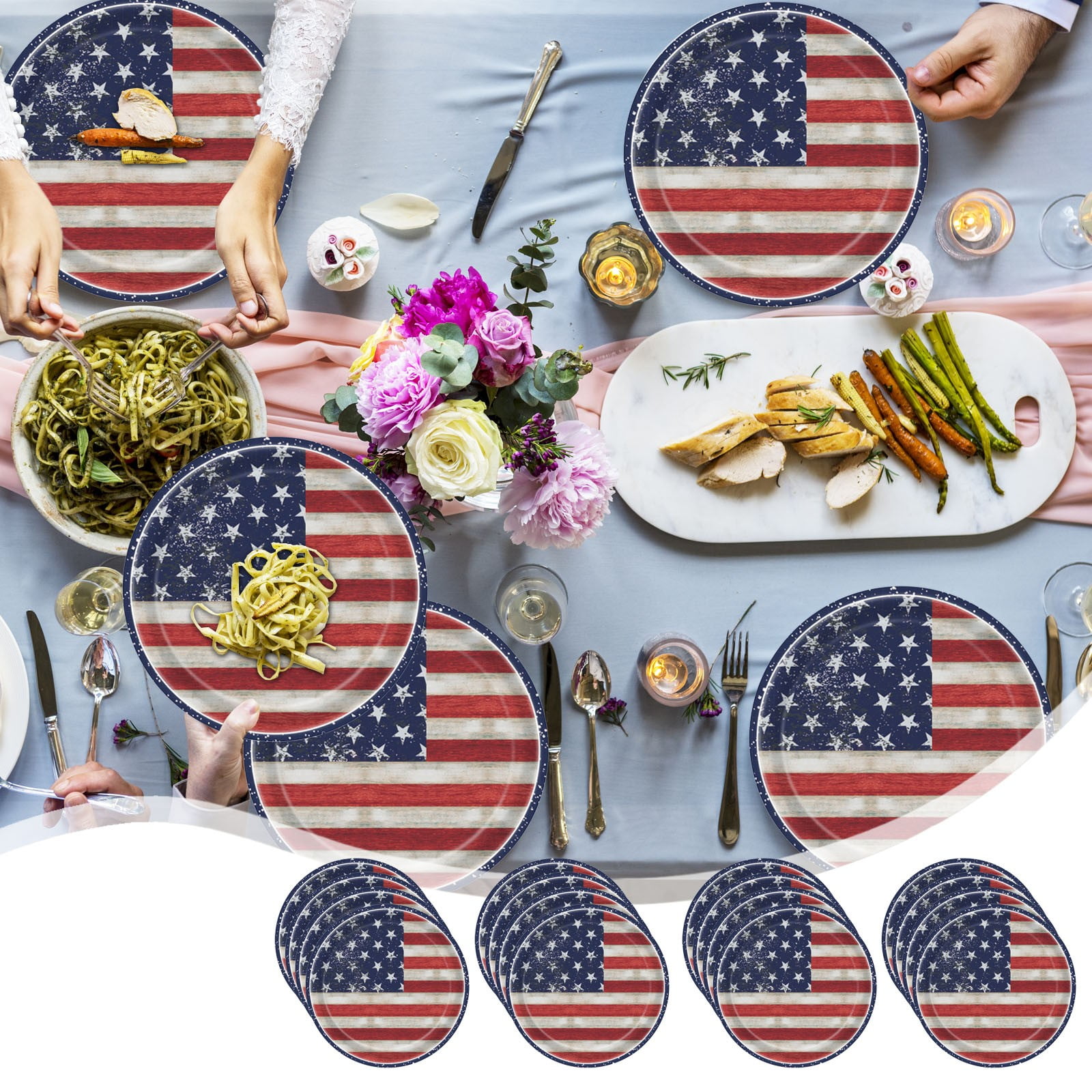 20-Piece Patriotic Party Decorations Set - Red, White & Blue Paper Cups ...
