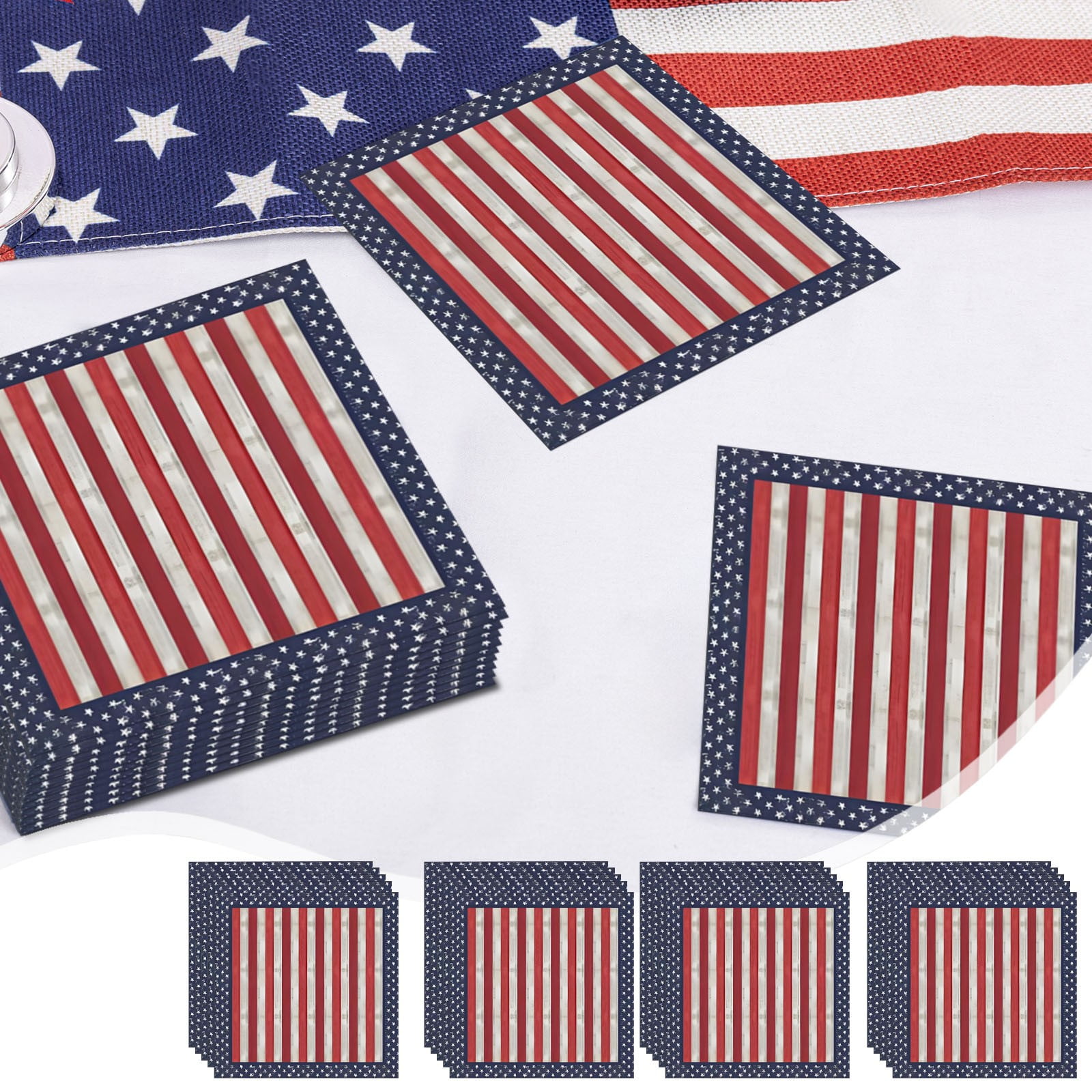 20-Piece Patriotic Party Decorations Set - Red, White & Blue Paper Cups ...