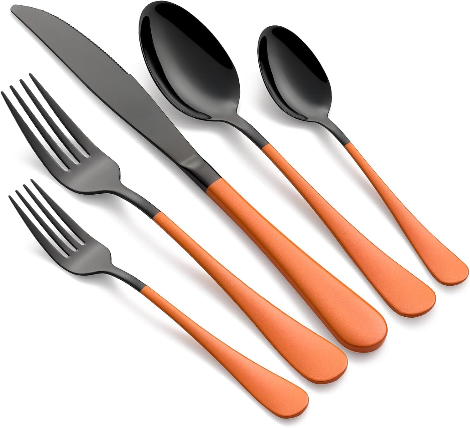 20-Piece Pink and Black Stainless Steel Silverware Set - Dinner Knives ...