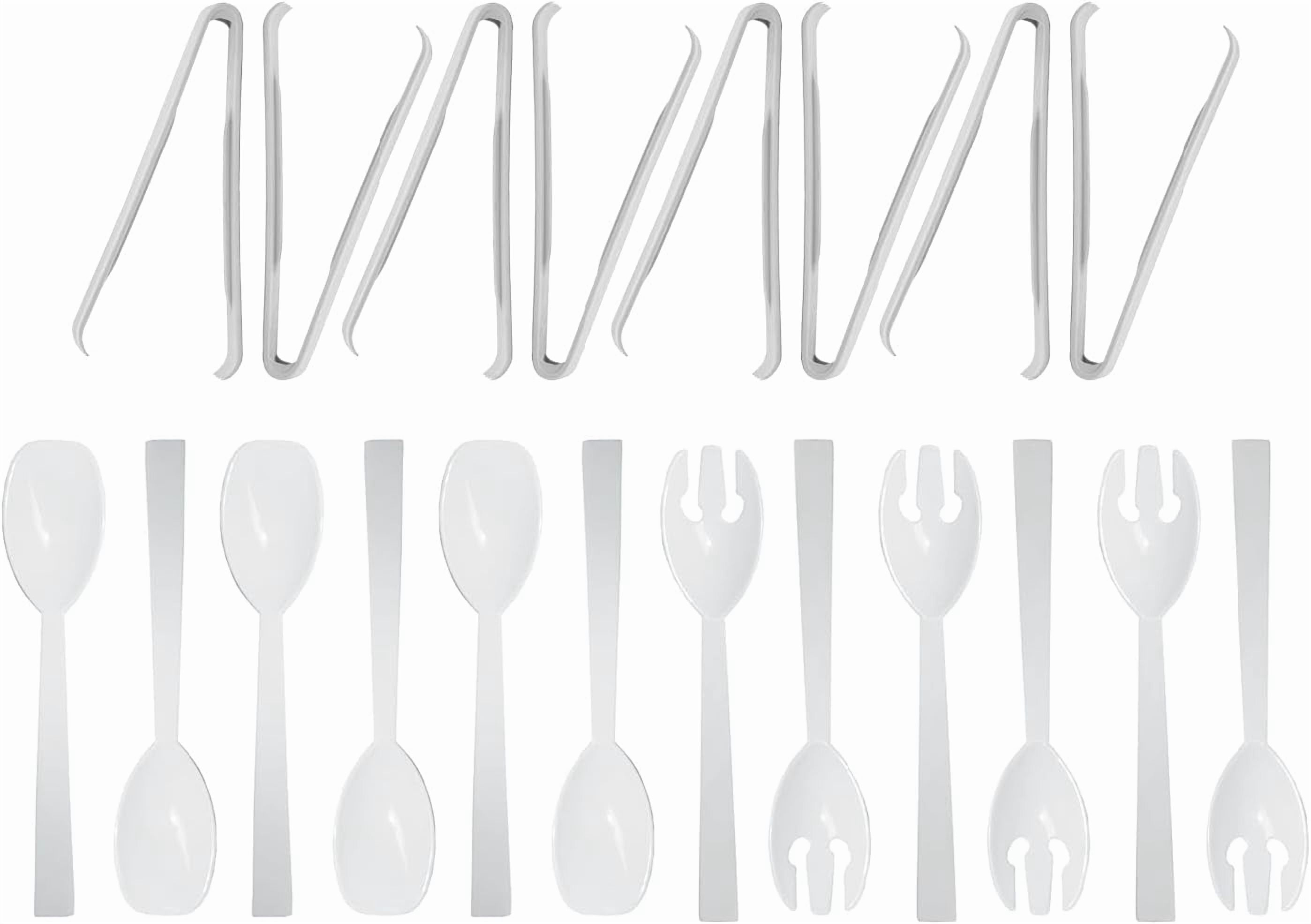 20-Piece Plastic Buffet Serving Utensil Set, Includes Spoons, Forks ...