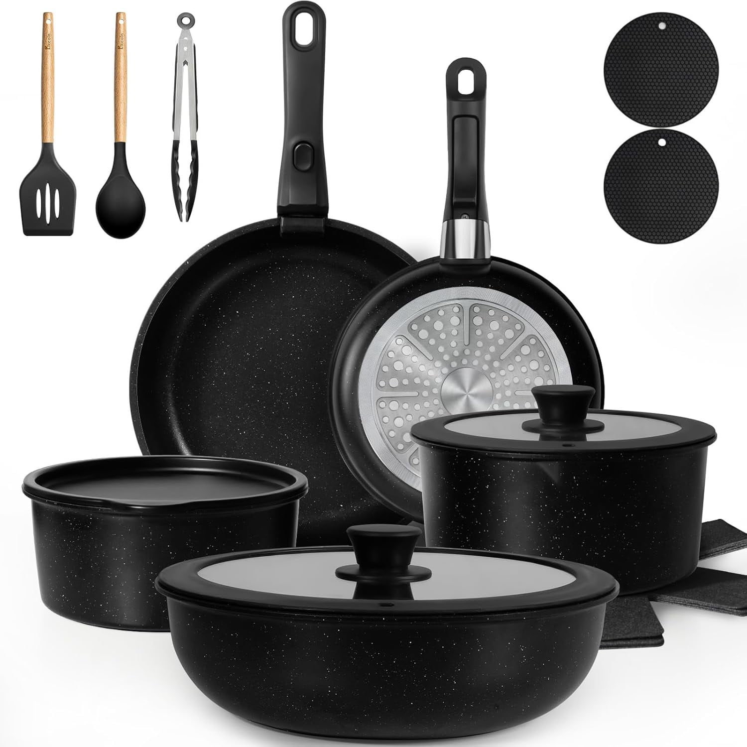 20-Piece Pots and Pans Set, Nonstick Cookware with Detachable Handles, Non-Toxic Induction RV ...