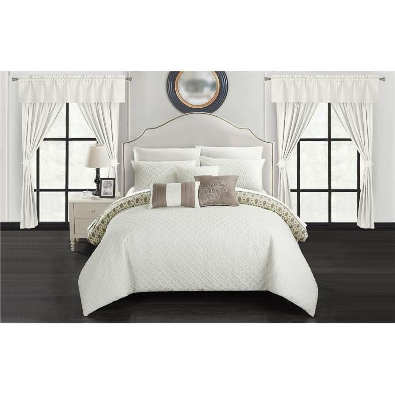 20 Piece Rotem Reversible Geometric Quilted Design Comforter Bedding ...