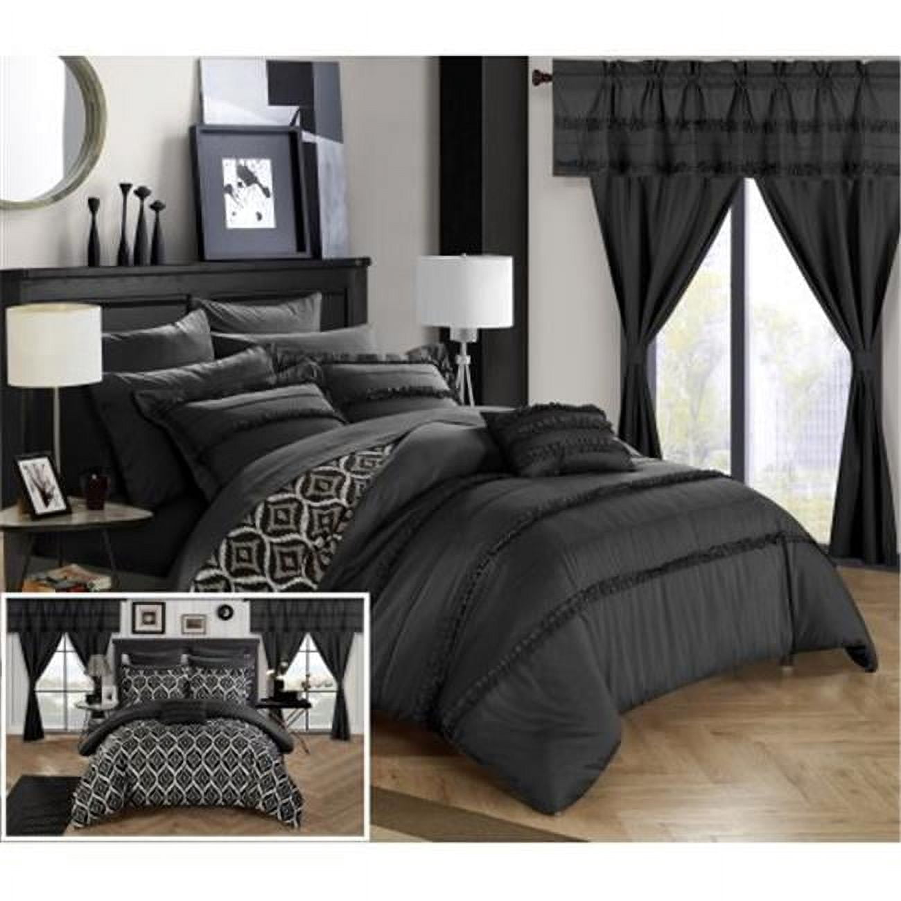 20 Piece Rotem Reversible Geometric Quilted Design Comforter Bedding ...