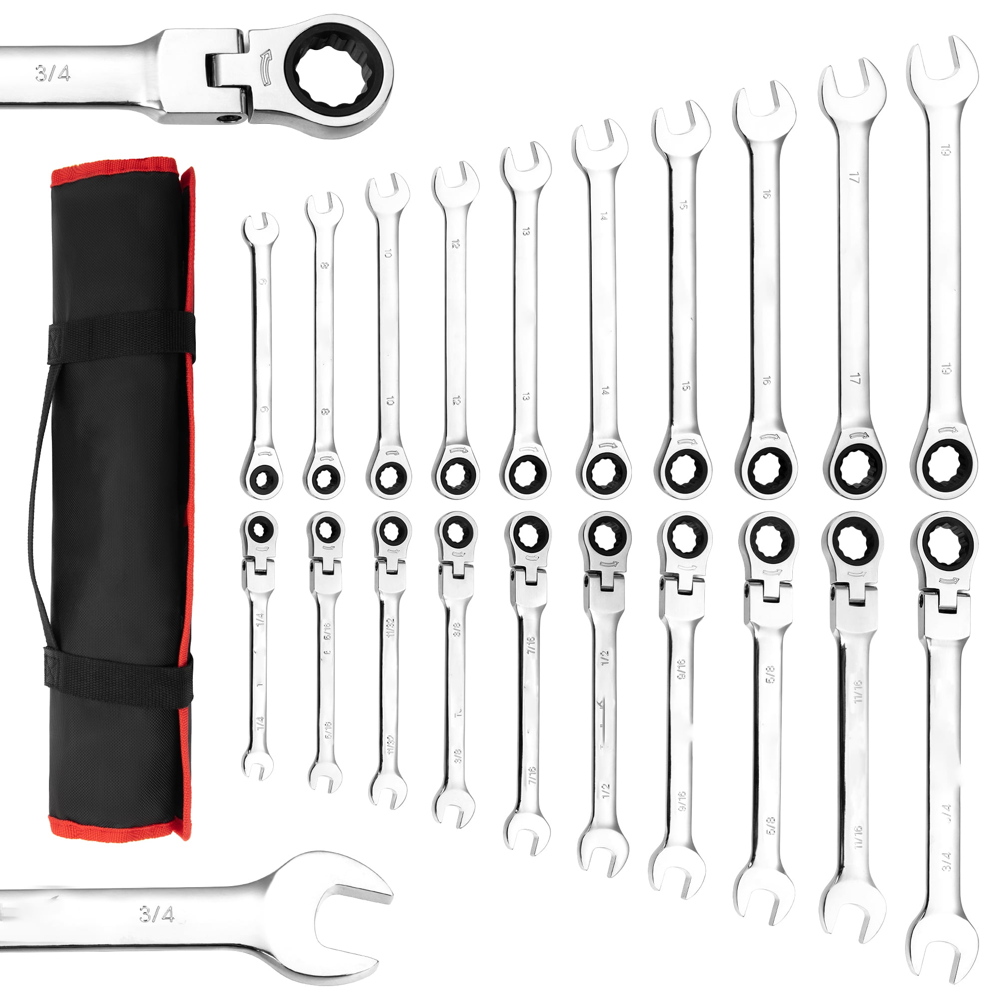 20-Piece SAE and Metric Ratcheting Combination Wrench Set,Ratchet ...