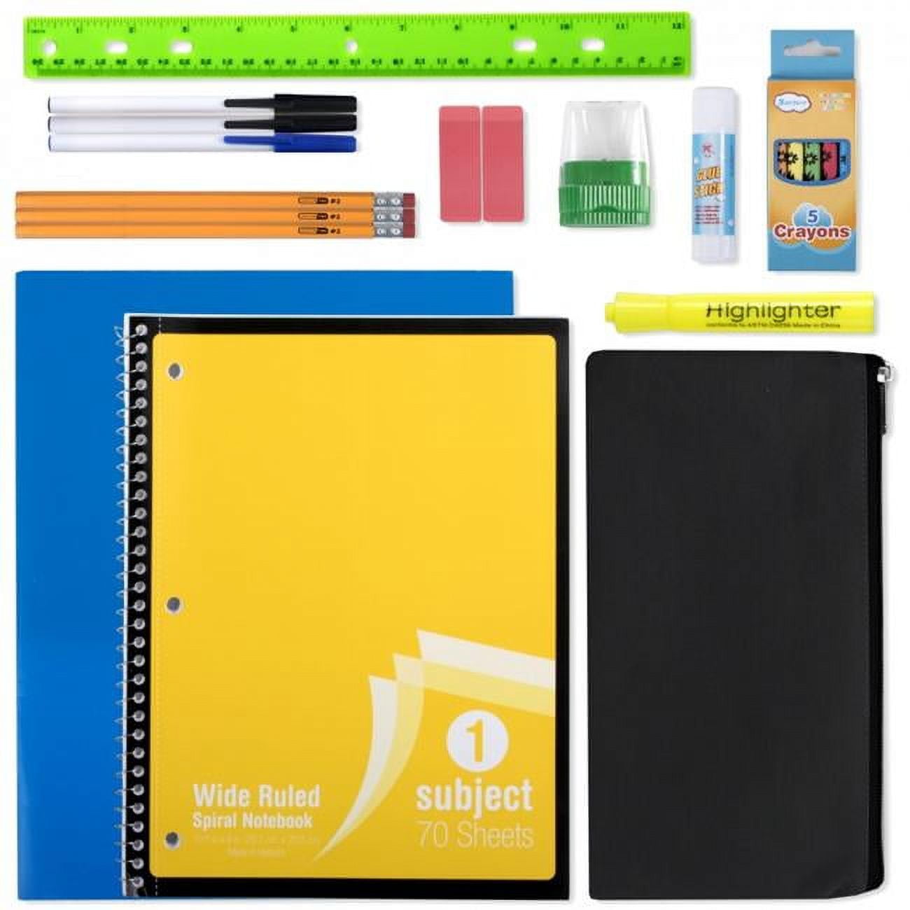 20 Piece School Supply Kit Containing 1 Spiral Notebook, 1 Colored ...