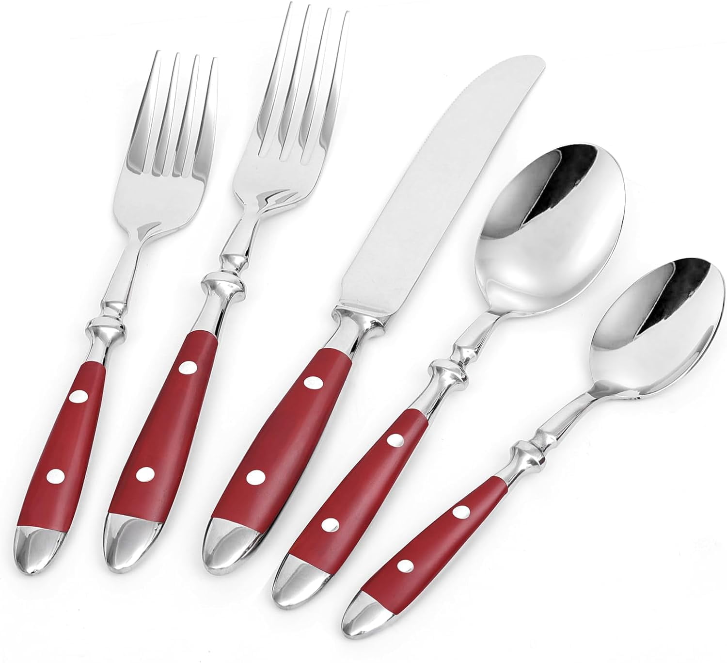 20-Piece Silverware Set for 4, High-end Everyday Flatware Set, Red ...