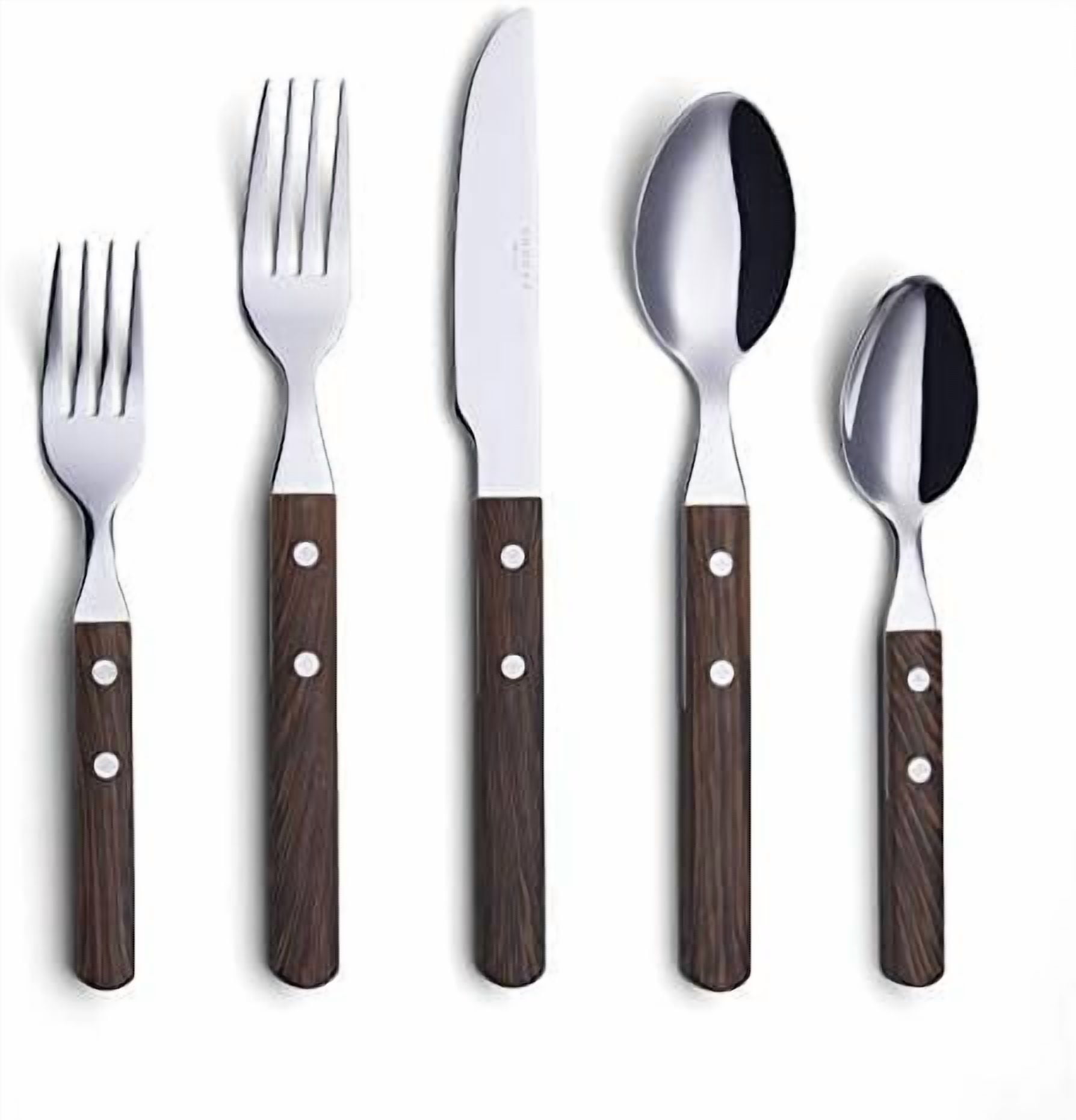 20 Piece Silverware Set, Service for 4, Stainless Steel Retro/Rivet ...