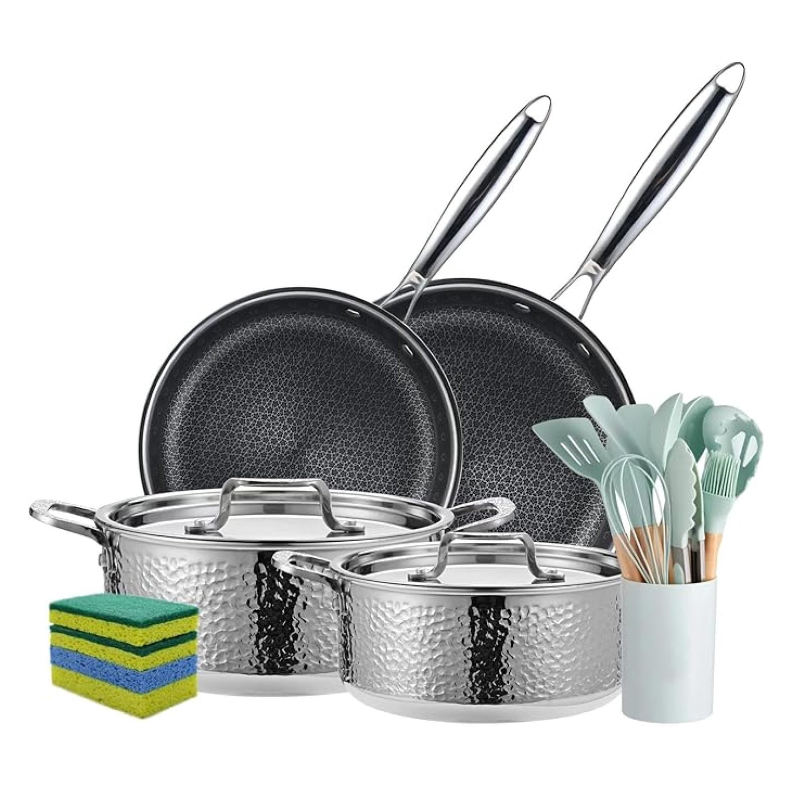 20 Piece Stainless Steel Cooking Pot pots and Pan pans Cookware Set Non ...