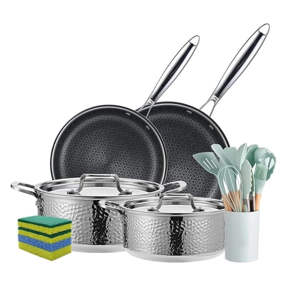 20 Piece Stainless Steel Cooking Pot pots and Pan pans Cookware Set Non ...