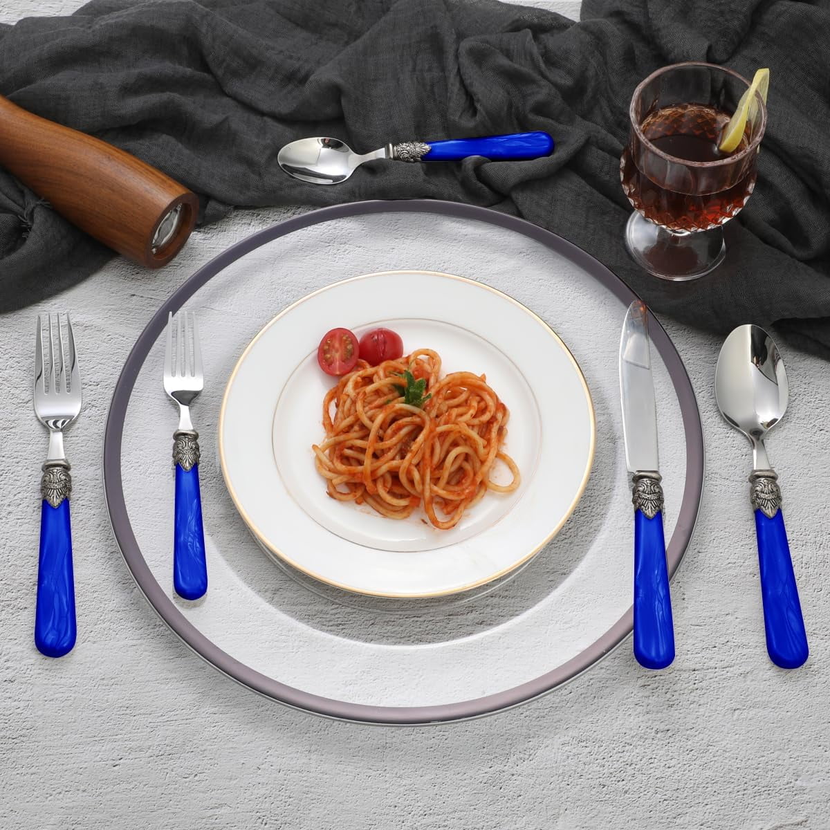 20-Piece Stainless Steel Cutlery Set with Deep Blue Handle - Walmart.com