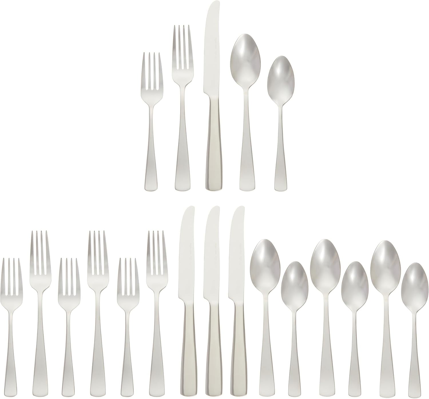 20-Piece Stainless Steel Flatware Set with Square Edge, Dishwasher Safe ...