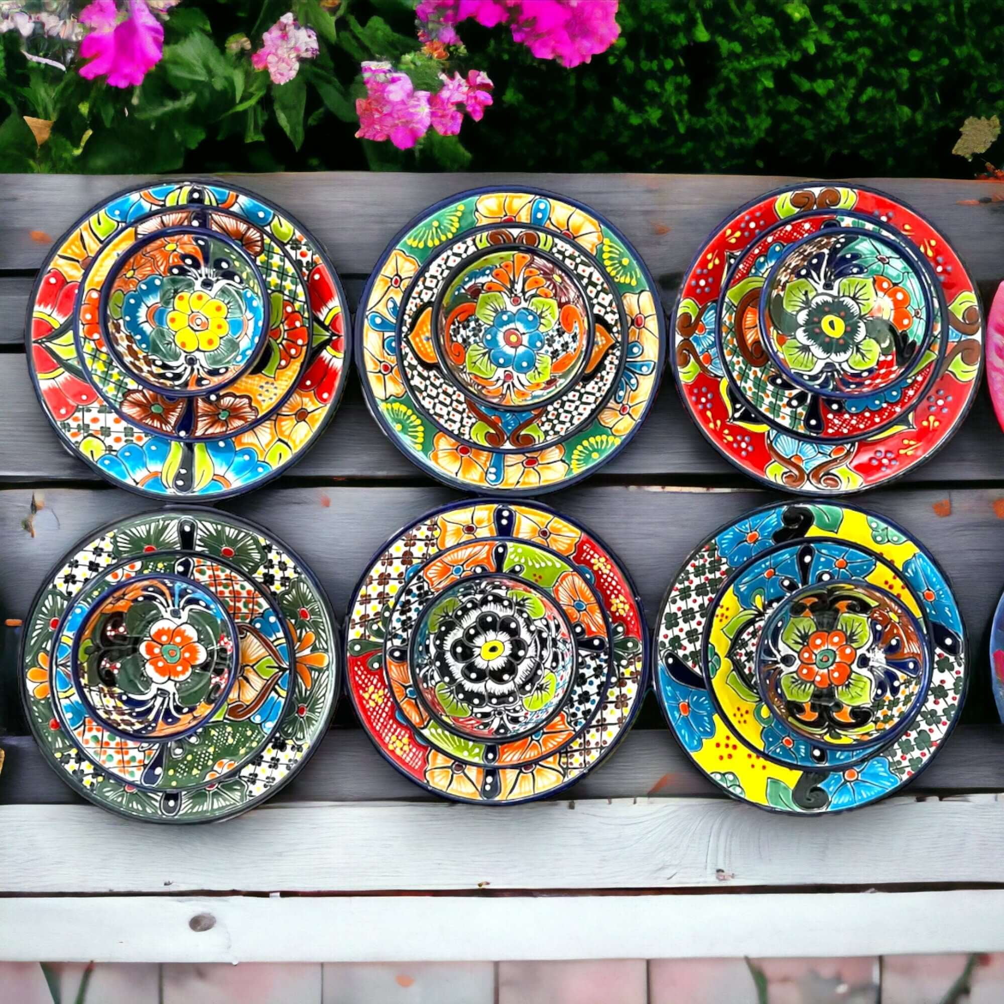 20-Piece Talavera Dinnerware Set | Handmade Floral Tableware (Seats 6 ...