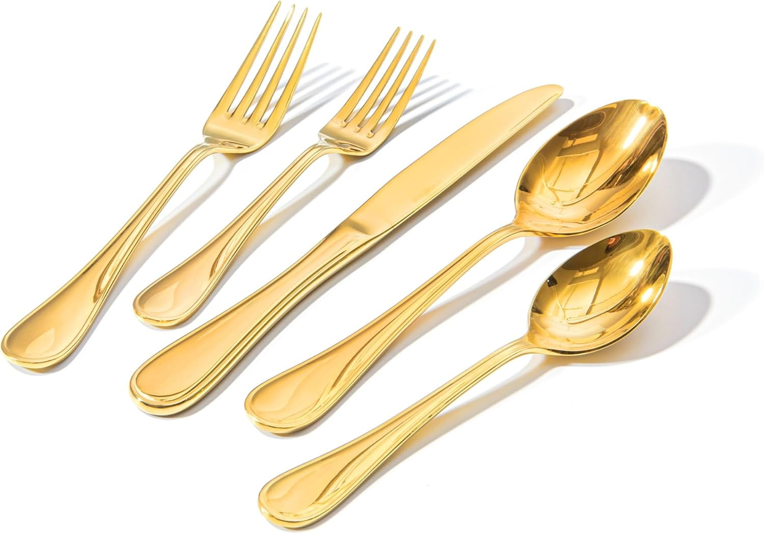 20 Piece Teardrop Gold Silverware Set for 4, 18/10 Stainless Steel ...