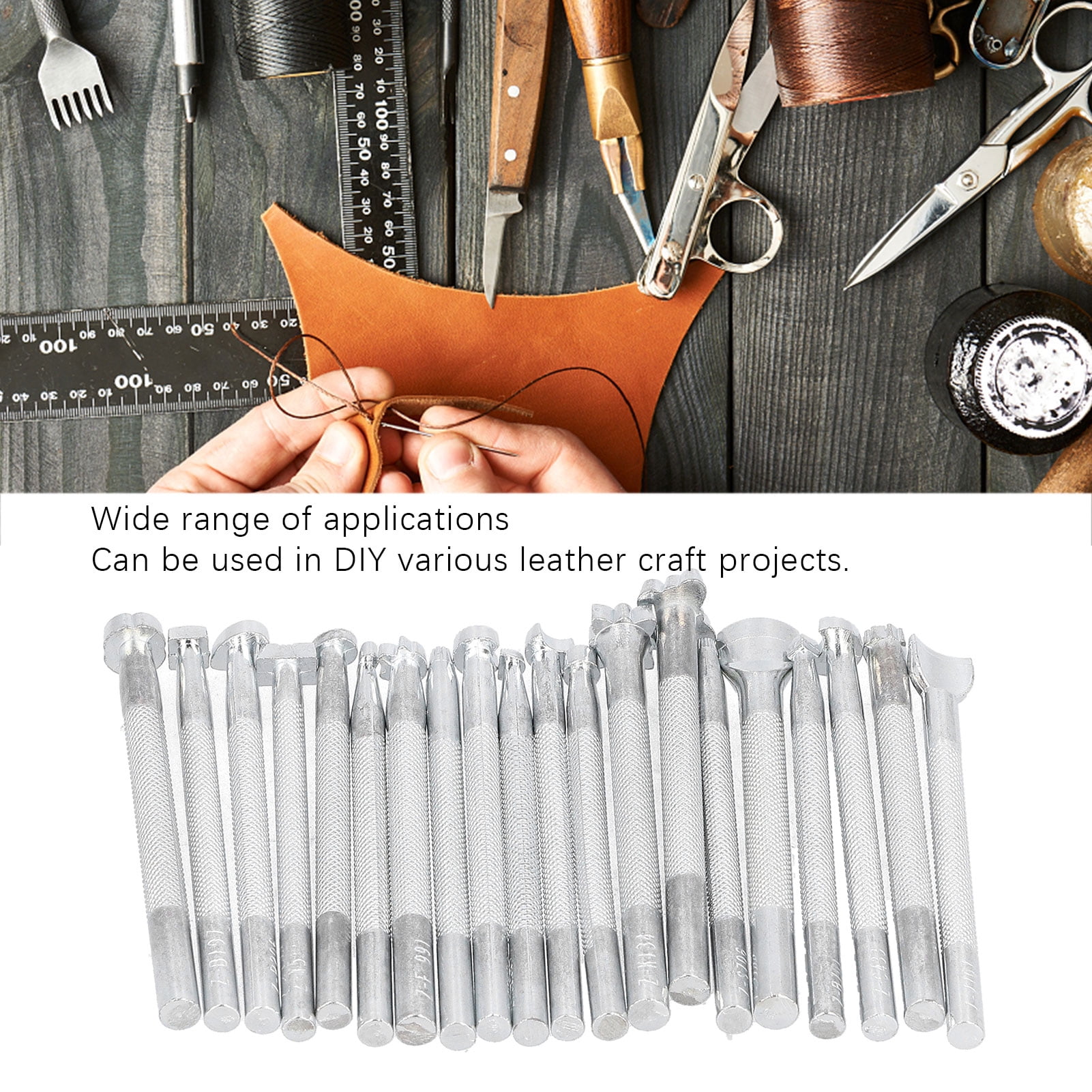 20-Piece Zinc Alloy Leather Stamping Punch Set for DIY Craft Embossing ...