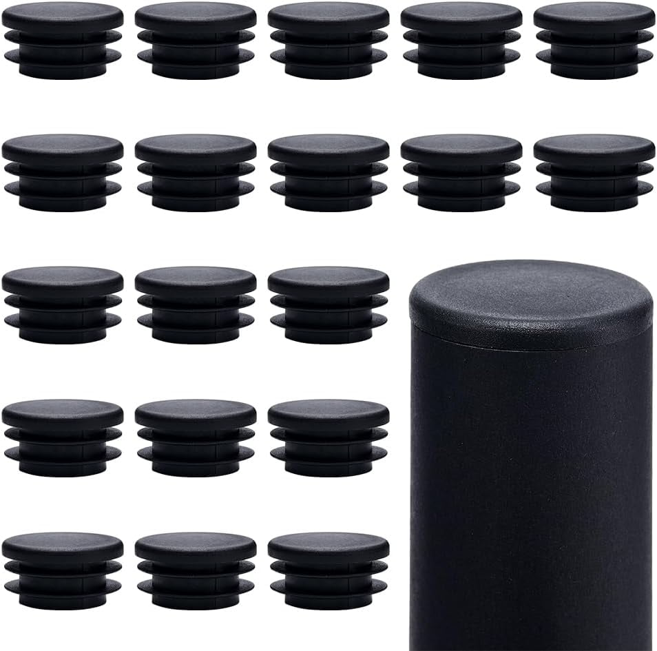 20 Pieces 1.35"/34.5mm Diameter Round Plastic Plugs Black End Caps Plug ...