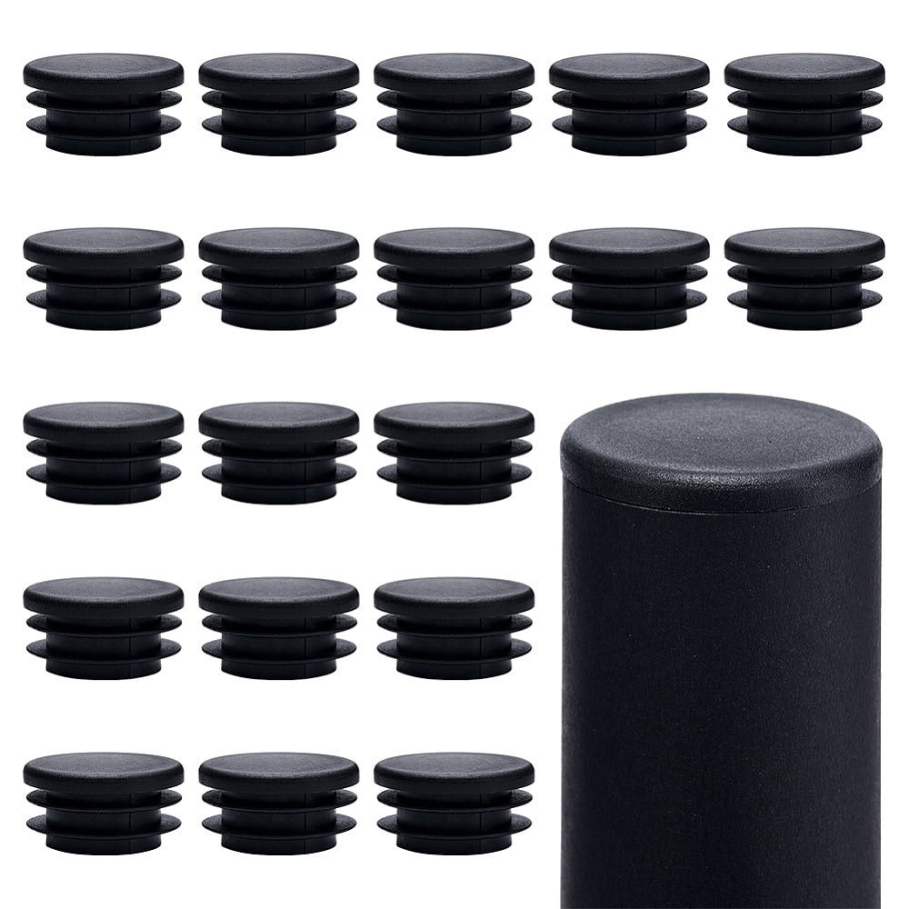 20 Pieces 1.35"/34.5mm Diameter Round Plastic Plugs Black End Caps Plug ...
