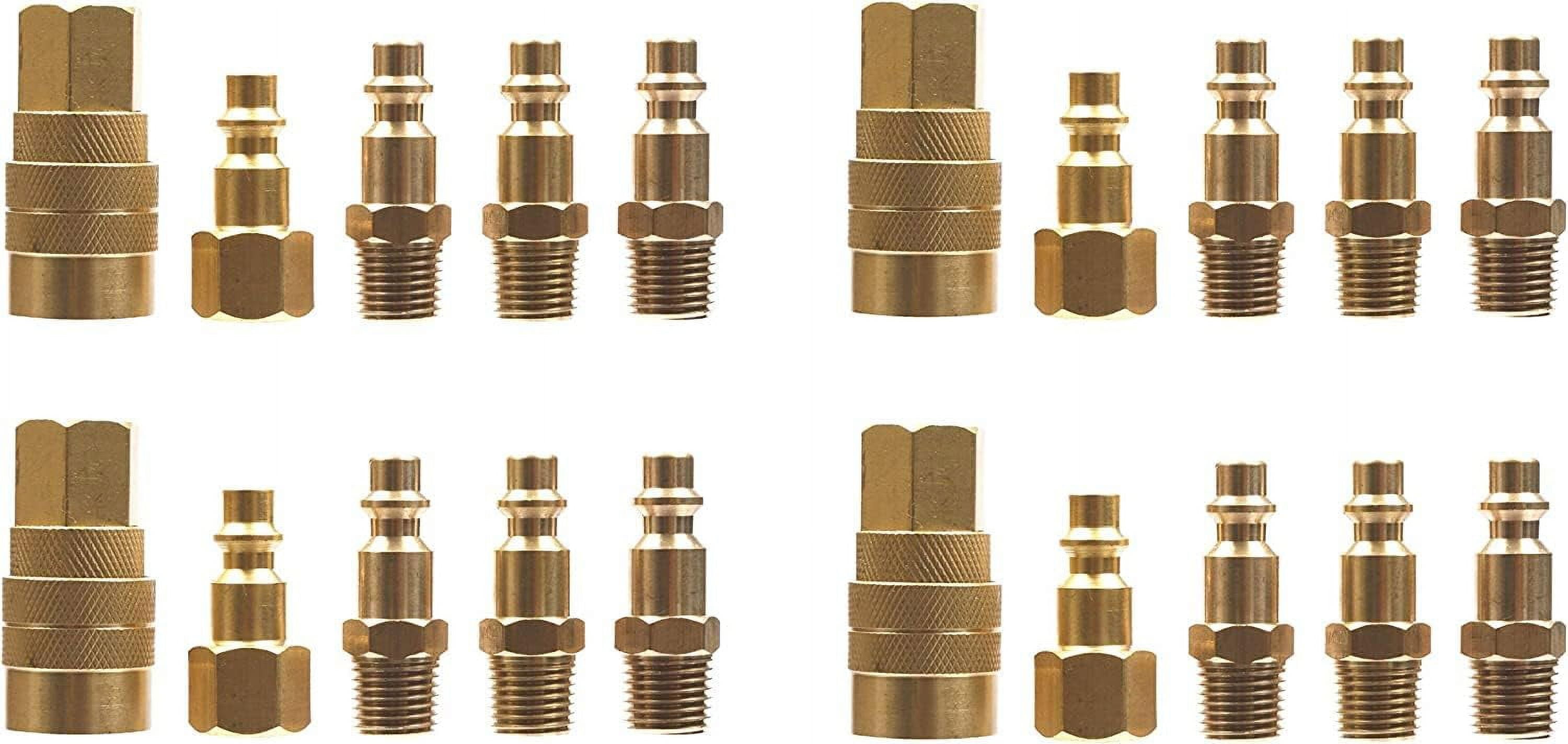 20 Pieces 1/4" NPT Air Coupler and Plug Kit, Quick Connect Air Fittings, Industrial Solid Brass ...