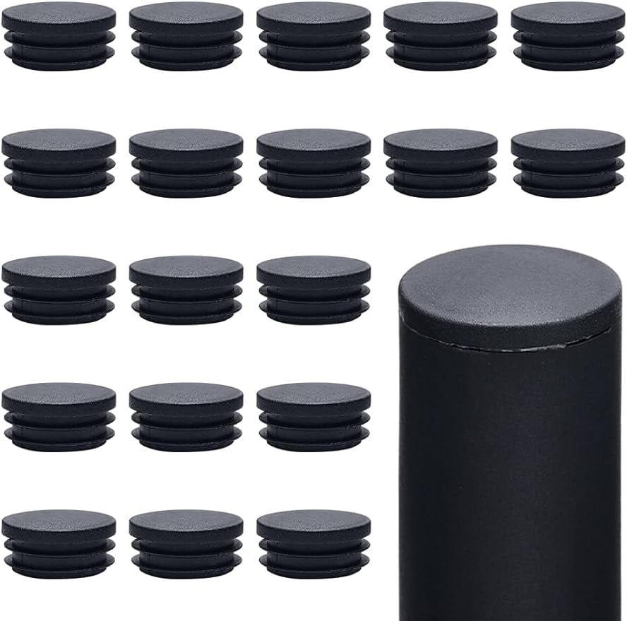 20 Pieces 1.6"/40mm Diameter Round Plastic Plugs Black End Caps Plug ...
