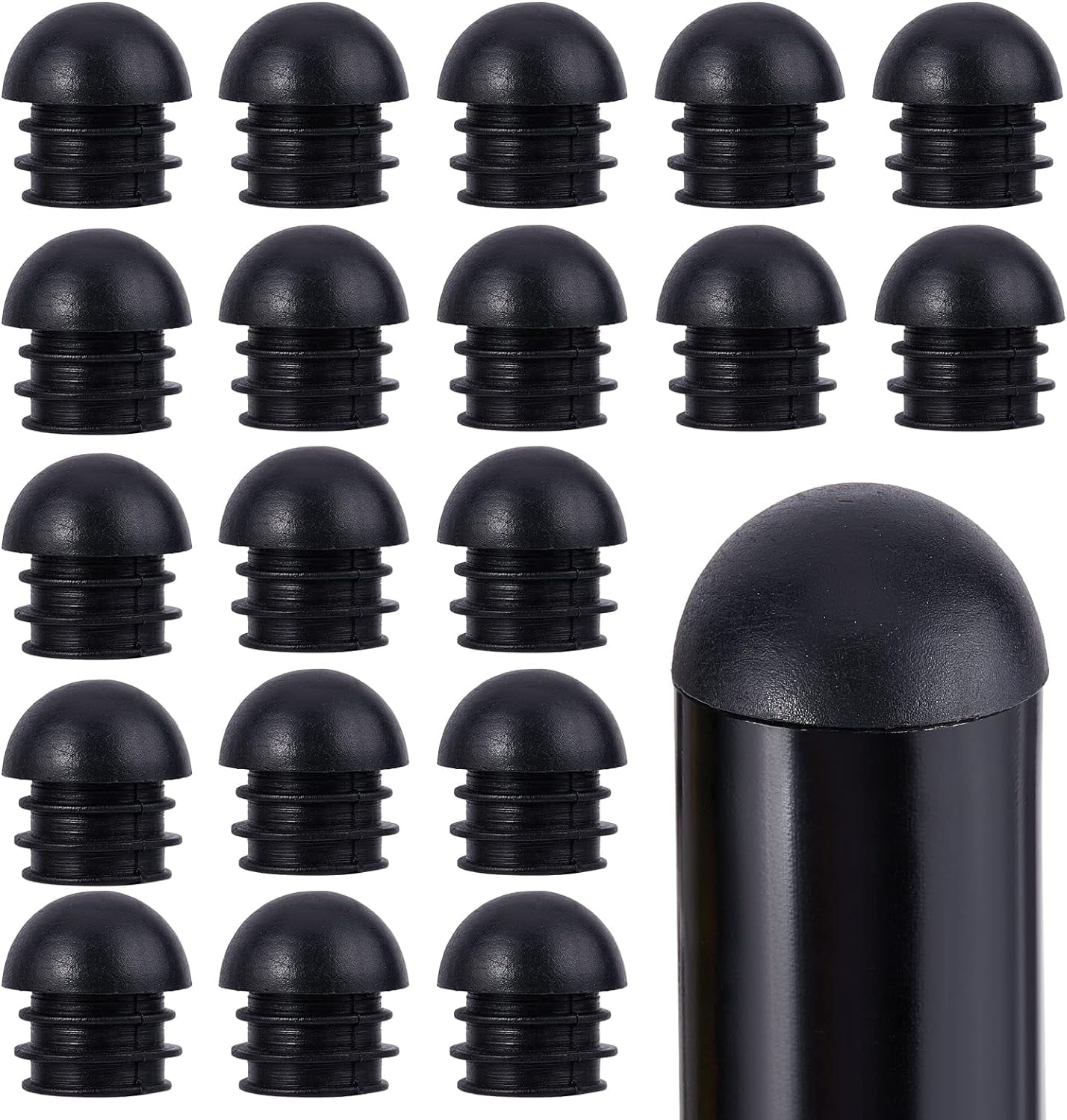 20 Pieces 1In Round Plastic Plugs Black End Caps Plug Pipe Tubing End ...