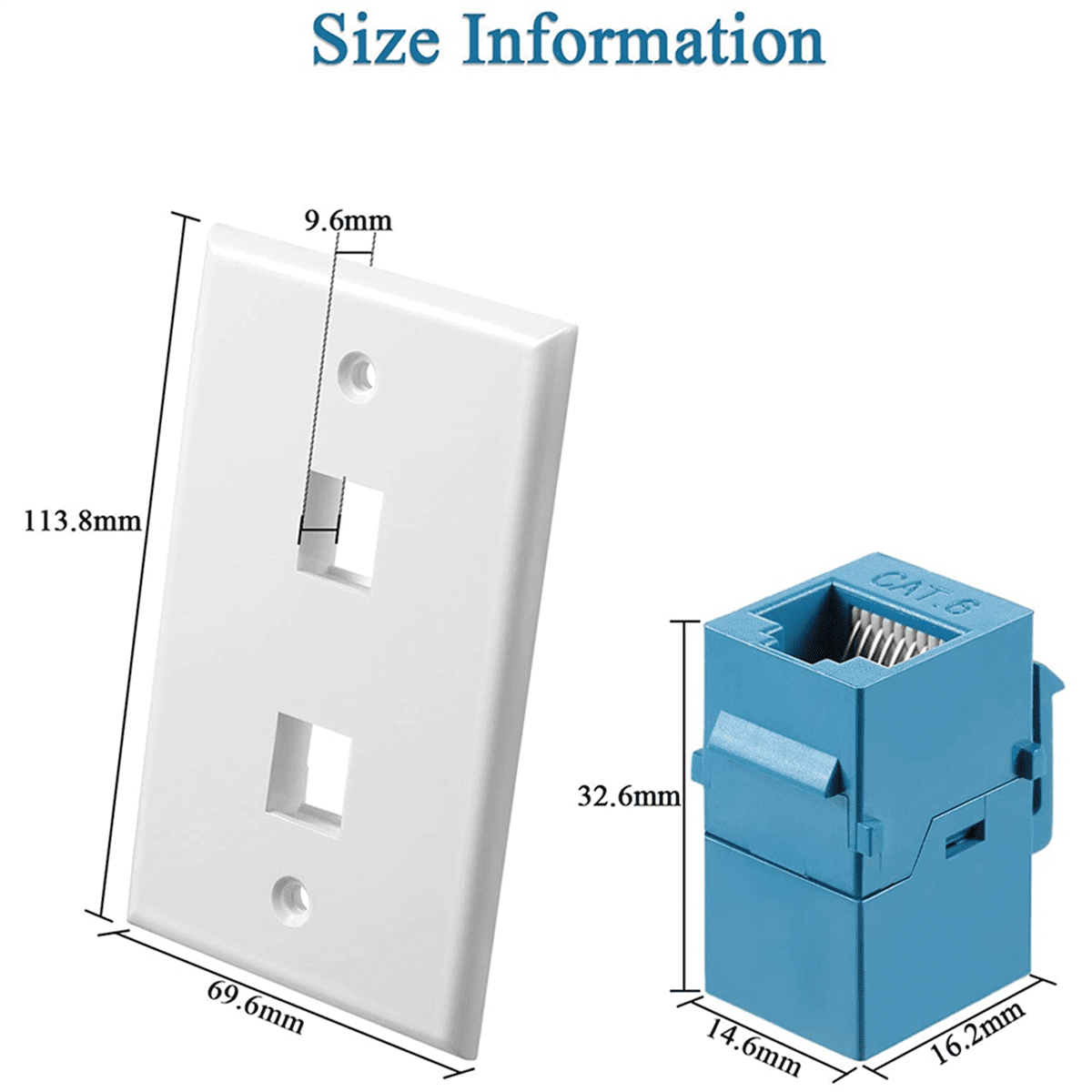 20 Pieces 2 Port Ethernet Wall Plate, RJ45 Cat6 Female to Female Jack ...
