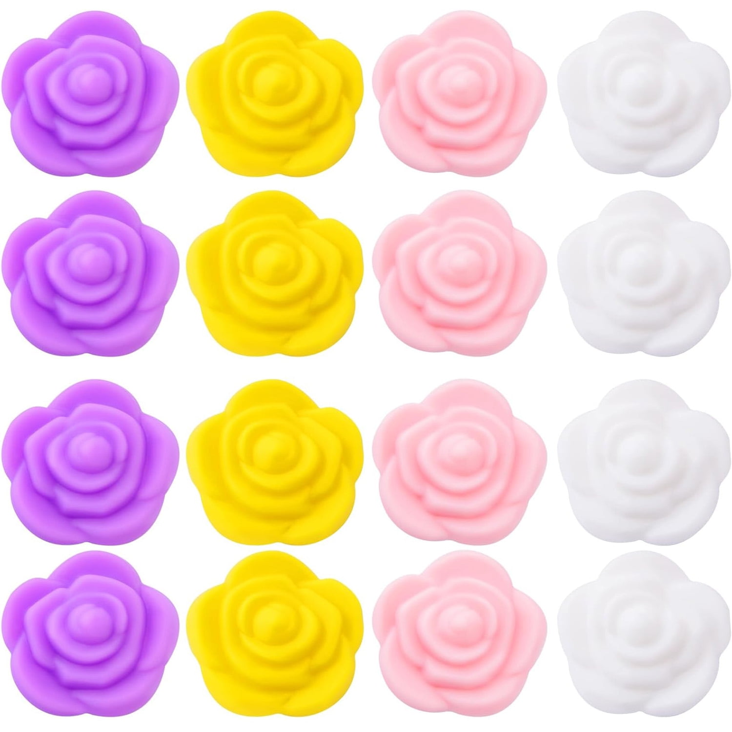20 Pieces 20.5 mm Rose Flower Silicone Beads Soft Rubber Roses Shape ...