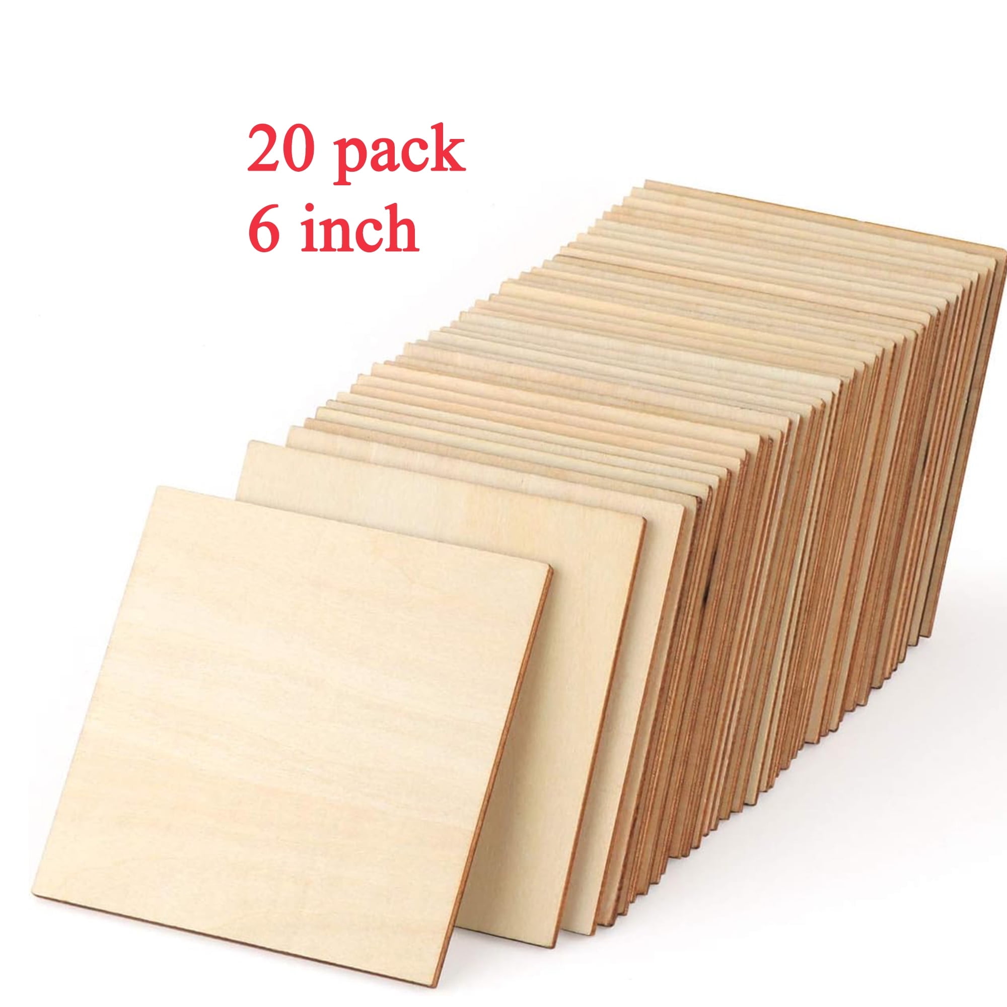 20 Pieces 6 x 6 Inches Unfinished Squares Blank Wooden Pieces Wooden ...