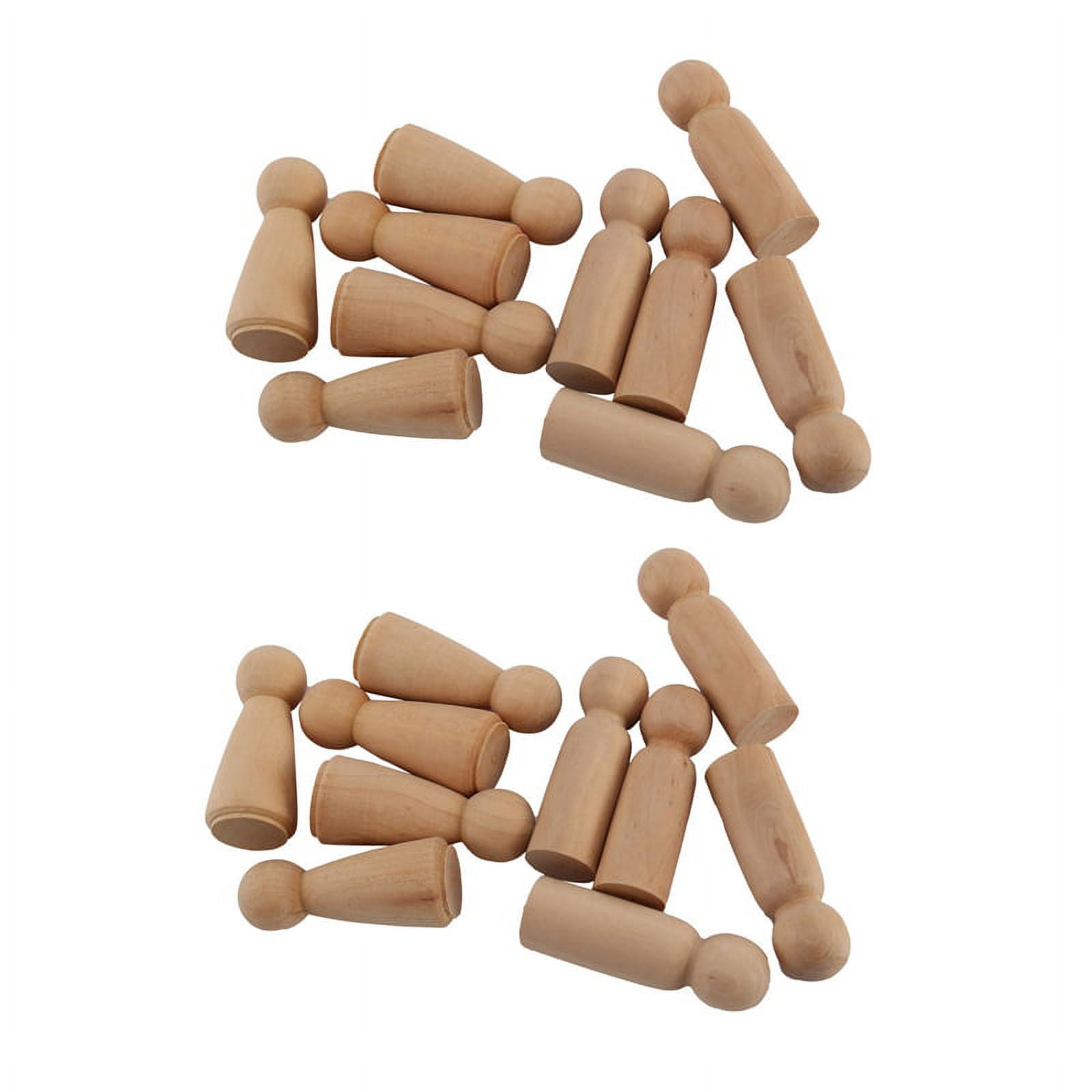 20 Pieces 65 mm Unfinished Wooden Peg Dolls Tiny Doll Bodies People ...