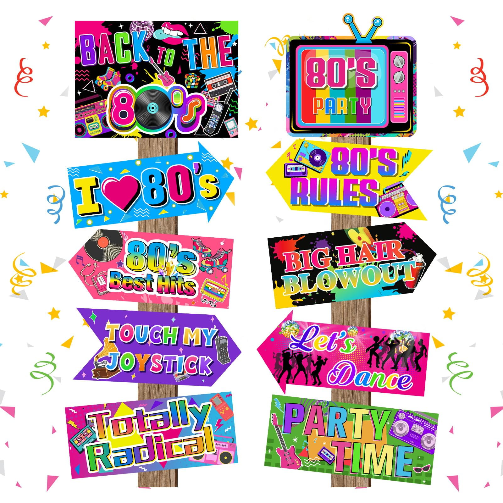 20 Pieces 80s Party Sign 80s BSL1 Party Decorations Retro Party Sign ...