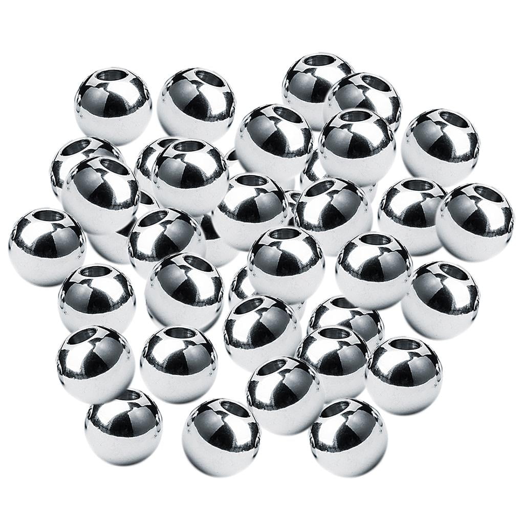 20 Pieces 8mm Stainless Steel Round Beads Bail Connectors with 2mm 4mm ...