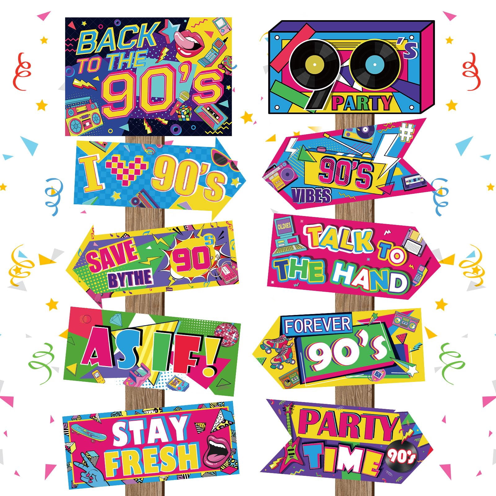 20 Pieces 90s Party MMF7 Sign 90s Party Decorations Photo Booth Props ...