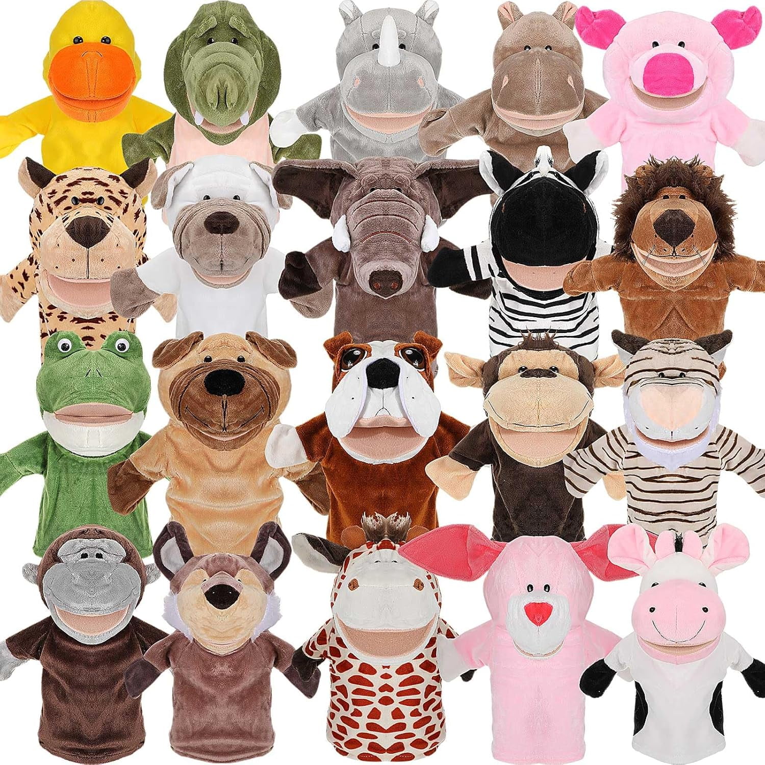 20 Pieces Animal Hand Kids Hand with Working Mouth Animal Plush Toy ...