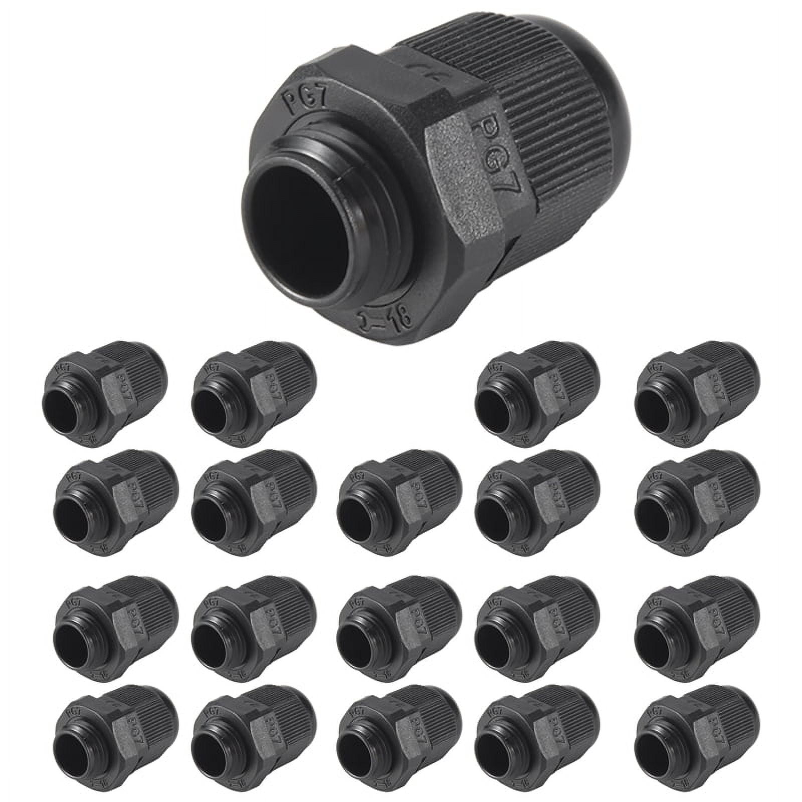 20 Pieces Black Plastic Waterproof Cable Gland Connector PG7 - Walmart.com