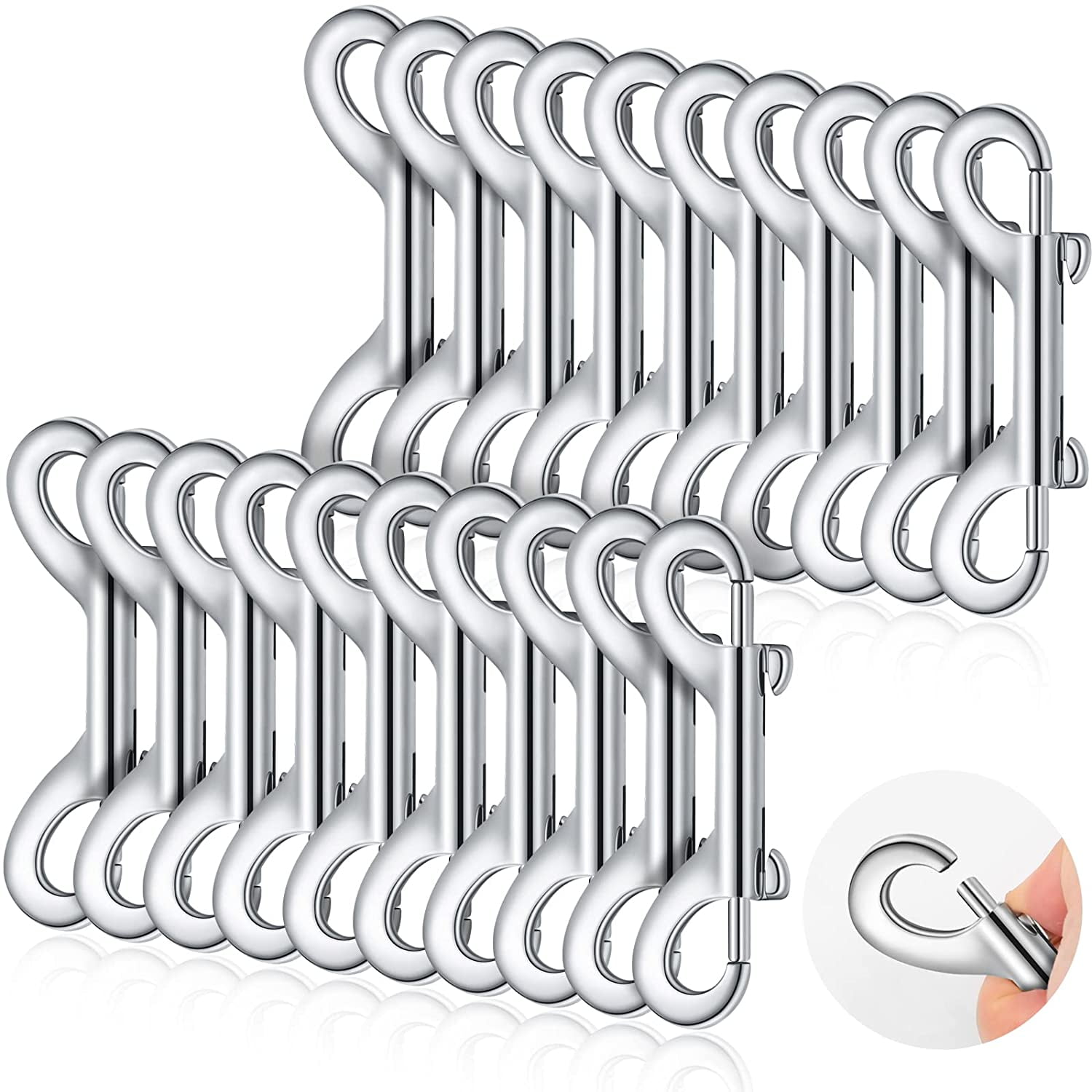 20 Pieces Bolt Snaps Double Ended Snap Hooks 3.5 Inch Zinc Alloy Trigger Chain Metal Clips Key ...