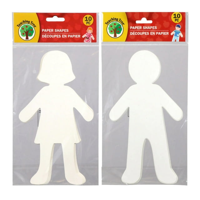 20 Pieces Boys and Girls Cutouts Paper Kids Shape Cut-Outs White Brown ...