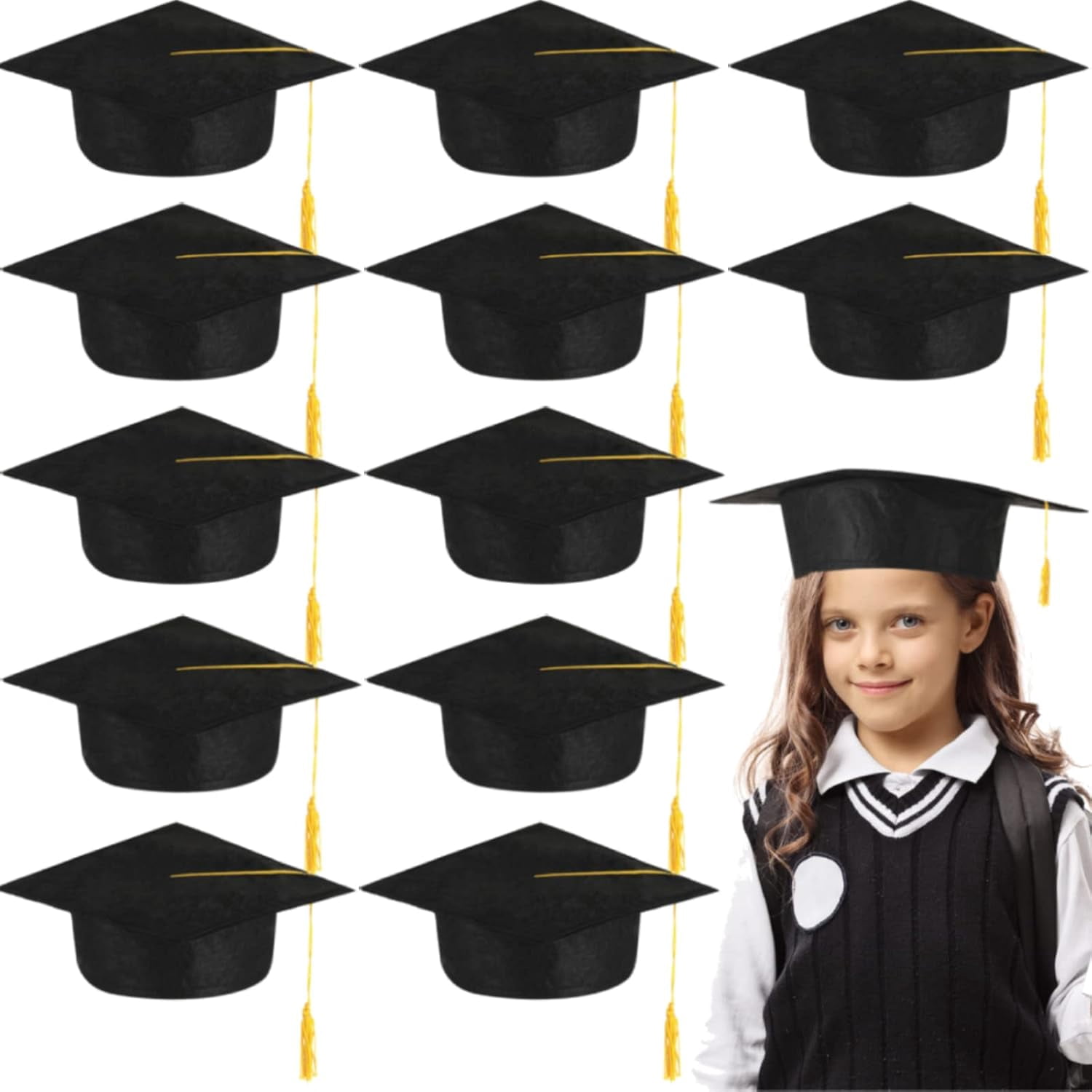 20 Pieces Child Size Graduation Caps Felt Kindergarten Grad Hats for ...