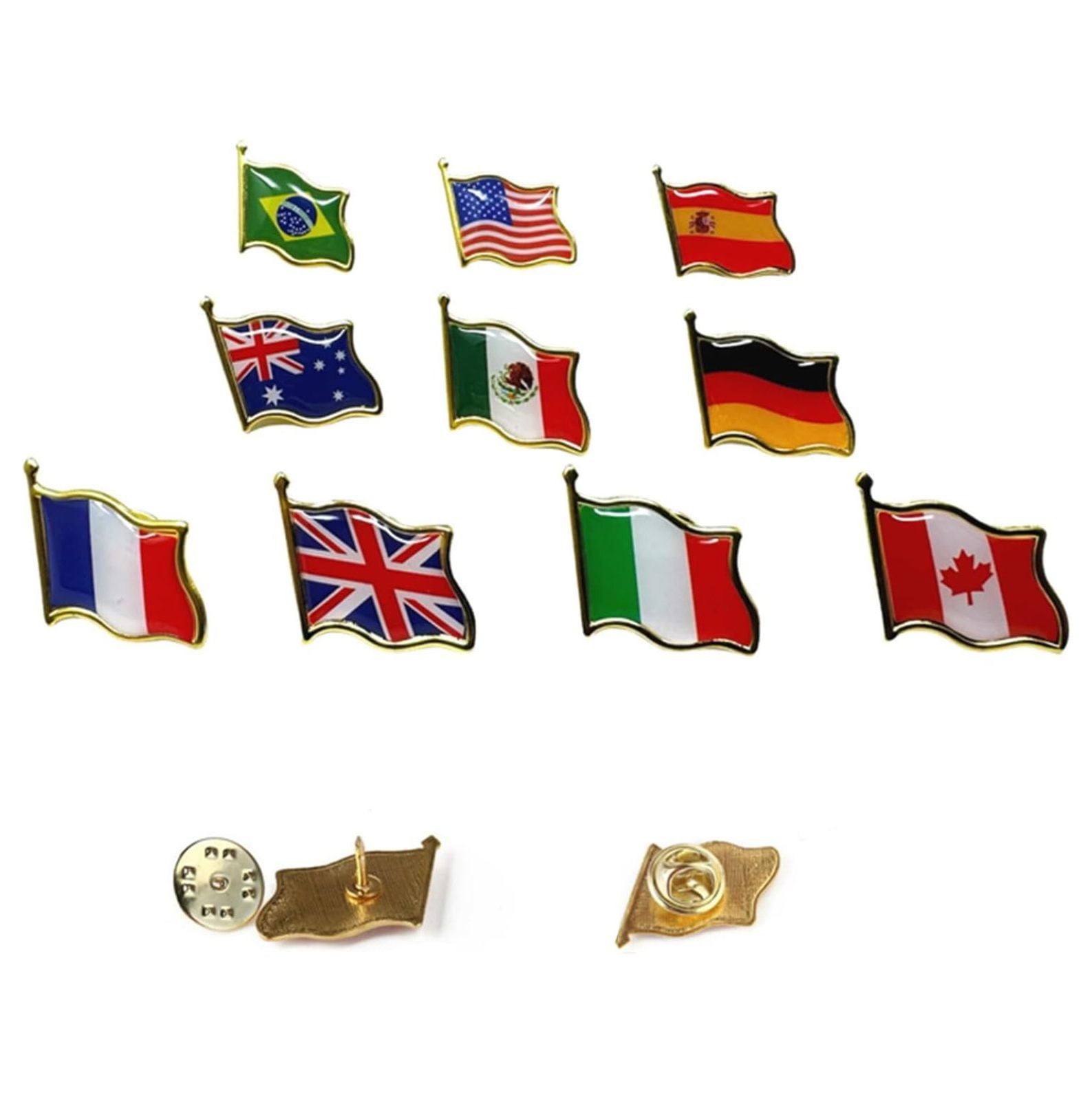 20 Pieces Choice of 10 Country Flag Lapel Pin Bulk Badge Brooches Suit ...