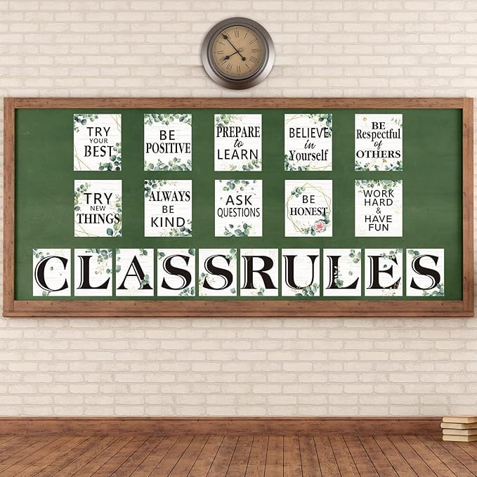 20 Pieces Classroom Bulletin Board Posters Class Rules Letter ...