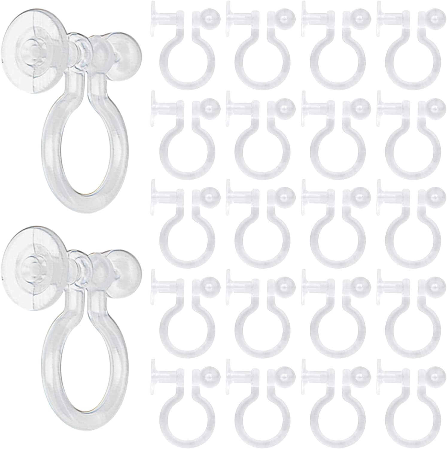 20 Pieces Clear Clip-on Earring Converters Resin Earring Finding ...
