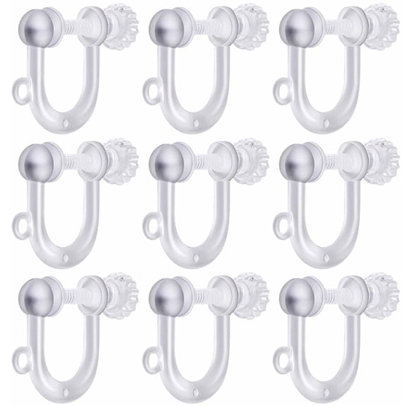 20 Pieces Clear Plastic Clip-on Earring Converters Screw Earring ...