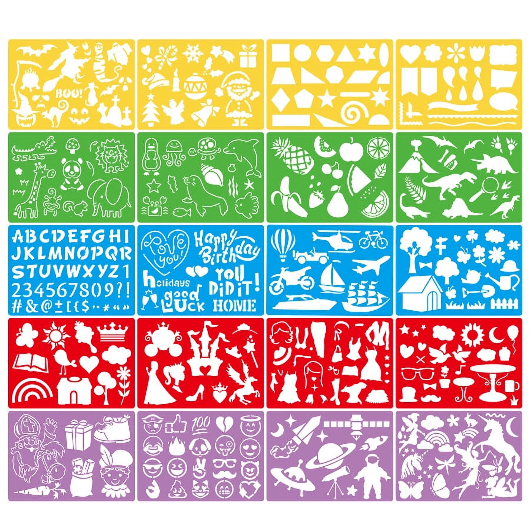 20 Pieces Color Drawing Templates For Kids, Plastic Painting Stencil ...
