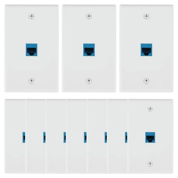 20 Pieces Ethernet Wall Outlet Plate Cat6 RJ45 Wall Plate Jack Female ...