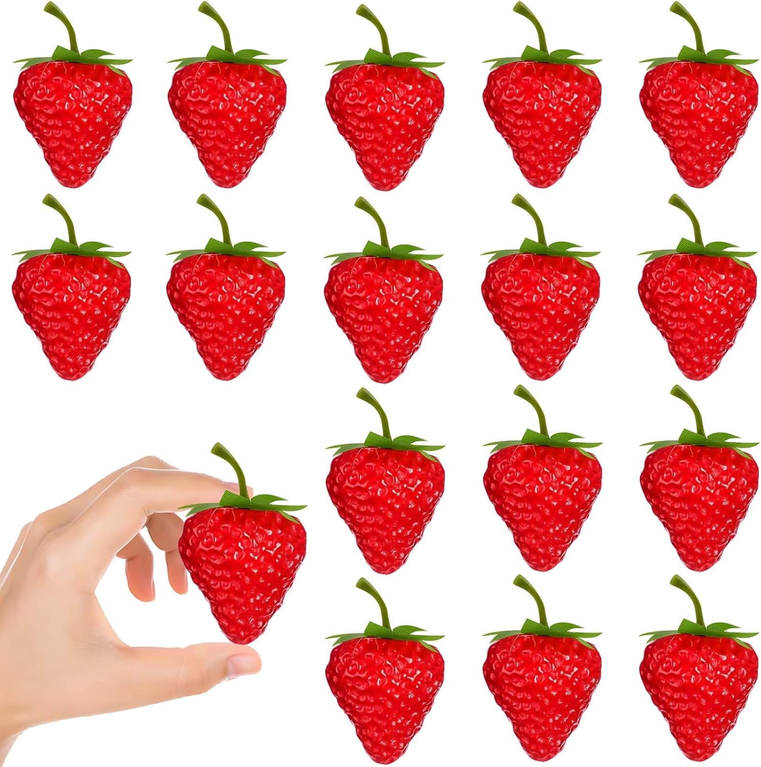 20 Pieces Fake Strawberries, Plastic Artificial Strawberries, Faux ...