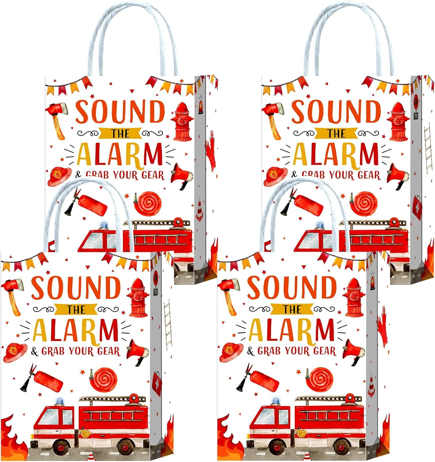 20 Pieces Fire Truck Goodie Bags for Firetruck Birthday Party Supplies ...