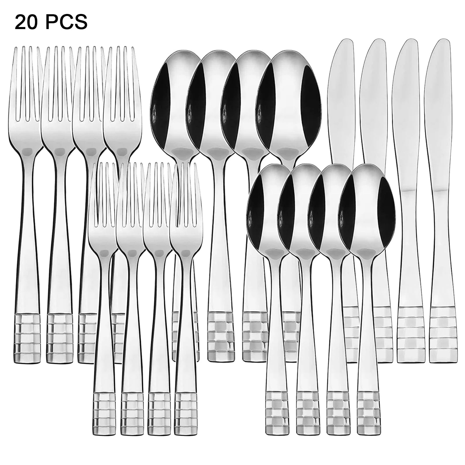 20-Piece Flatware Set for 4, Stainless Steel Silverware Set with Knives ...